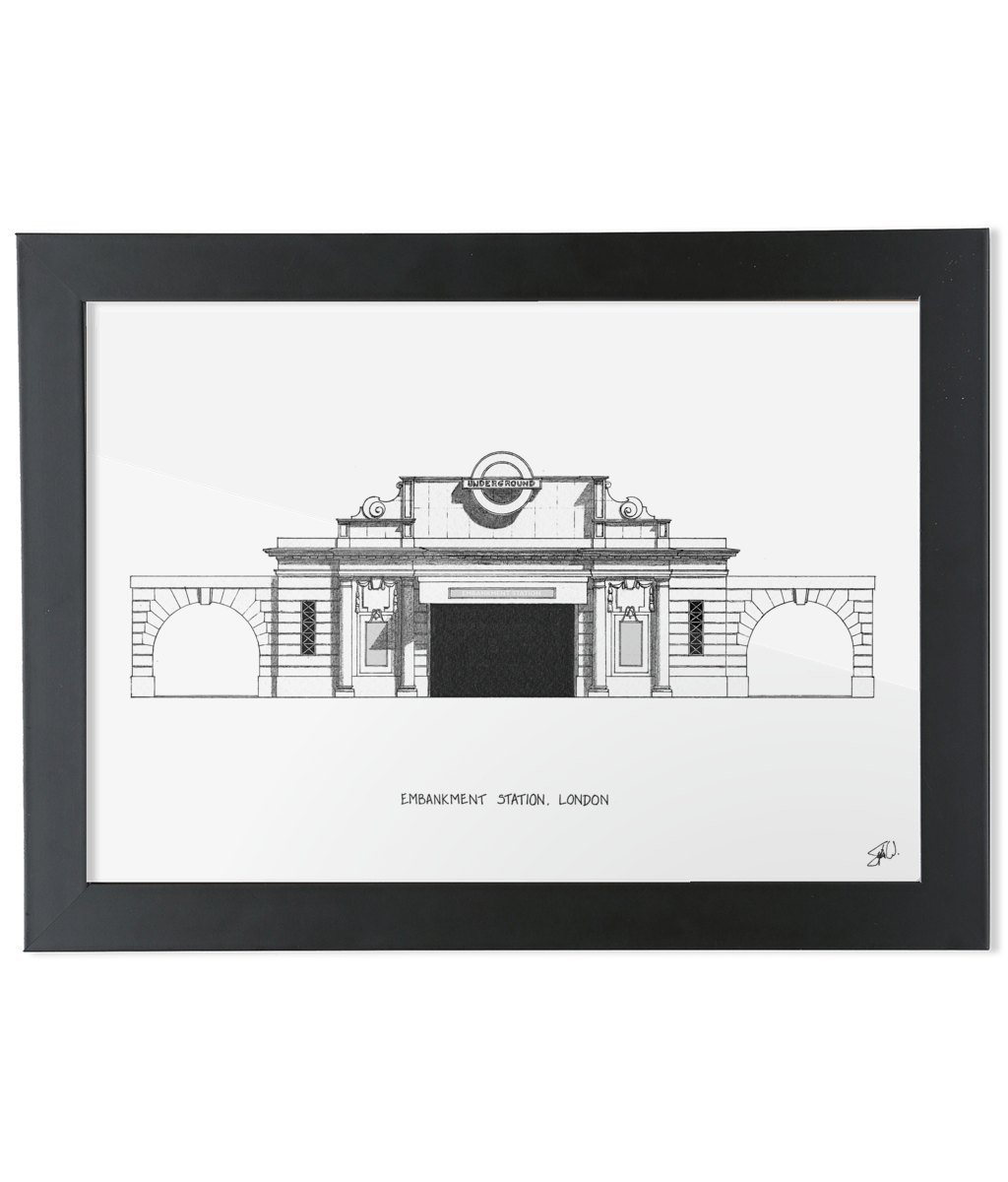Embankment Tube Station - High Quality Architecture Print – stevosketches